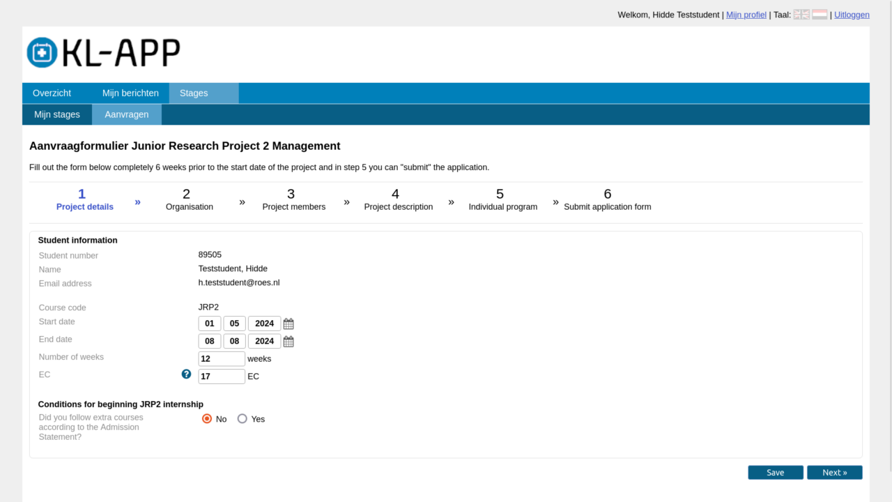 Stages en projecten - KL-APP